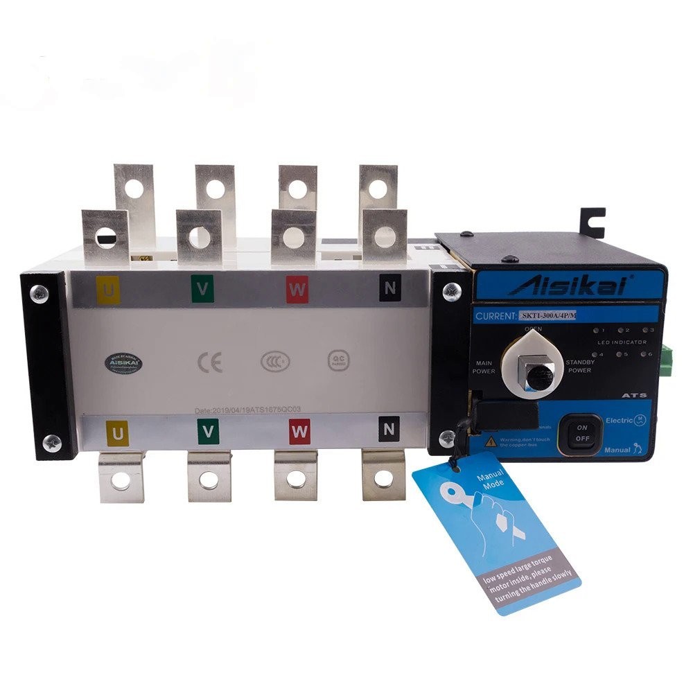 Aisikai 250A 300A 4P ATS controller dual power automatic transfer ...