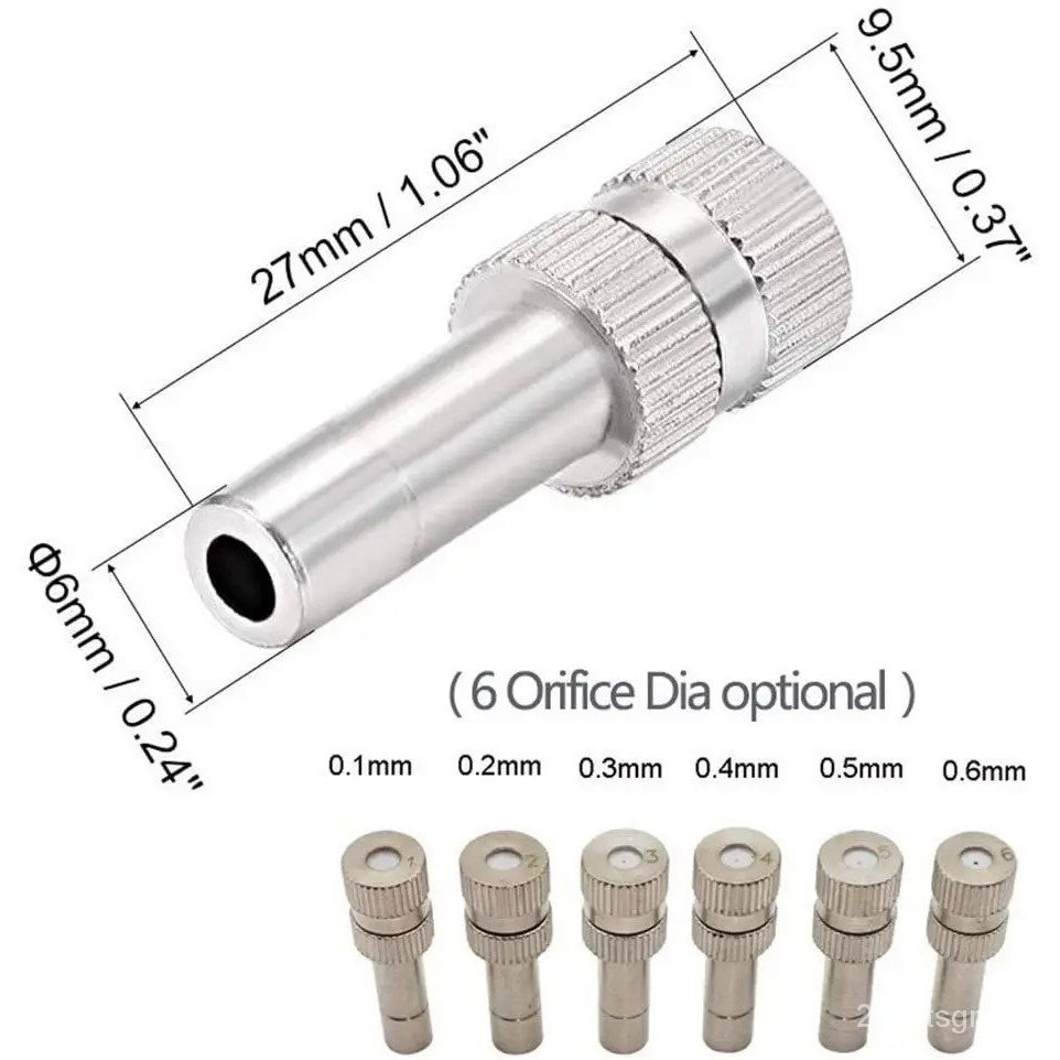 10PCS Fog Misting Nozzle With 6mm Tee Quick Connection Garden Water ...