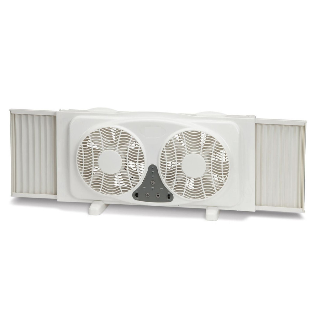 9 Inch Twin Window Fan 3-Speed Reversible Air Quiet Flow and Thermostat ...