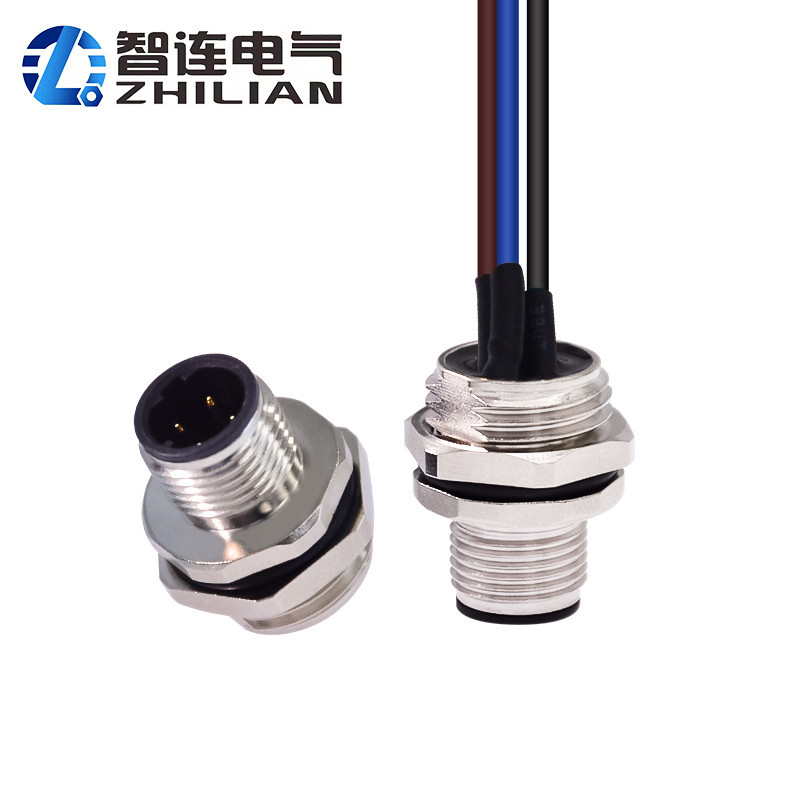 M12 Circular Connector Welding Wire Socket 4pin Solder Connection Male ...
