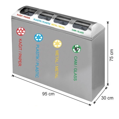 Zero Waste Recycling bin Stainless Steel with Color Code Signs for ...