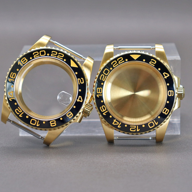 Gold 40mm Luxury Men's Watch Cases Parts For GMT Seiko 4R36 nh34 nh35 ...