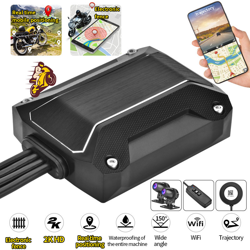 MOTO WiFi Motorcycle DVR Dash Cam 2K/1440P Full HD Front Rear View ...