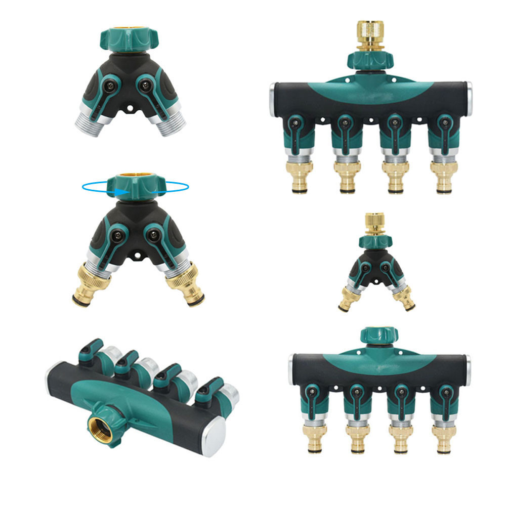Metal 3/4 inch Thread 2/4-Way Hose Splitter Hose Connector Nipple ...