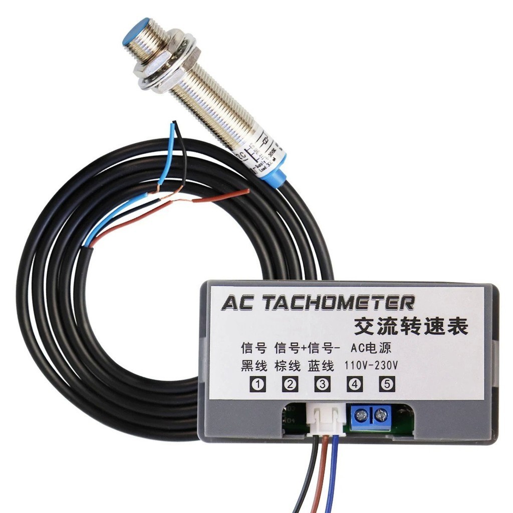 Ac 220v 4 Digital Led Red Tachometer Rpm Speed Meter Hall Proximity
