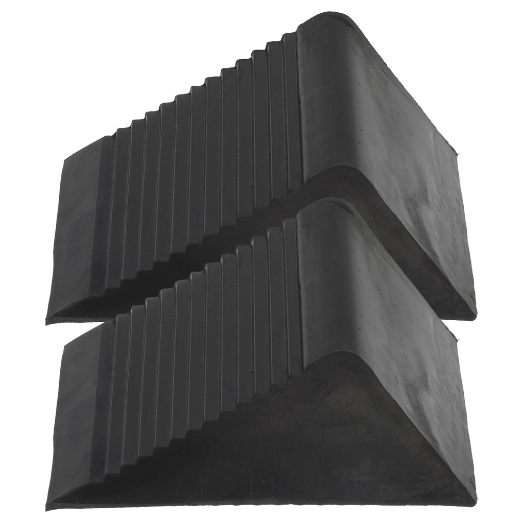 ♣2 Pcs Heavy Duty Rubber Wedge Tire Camper Car Stop Block Wheel Saver ...