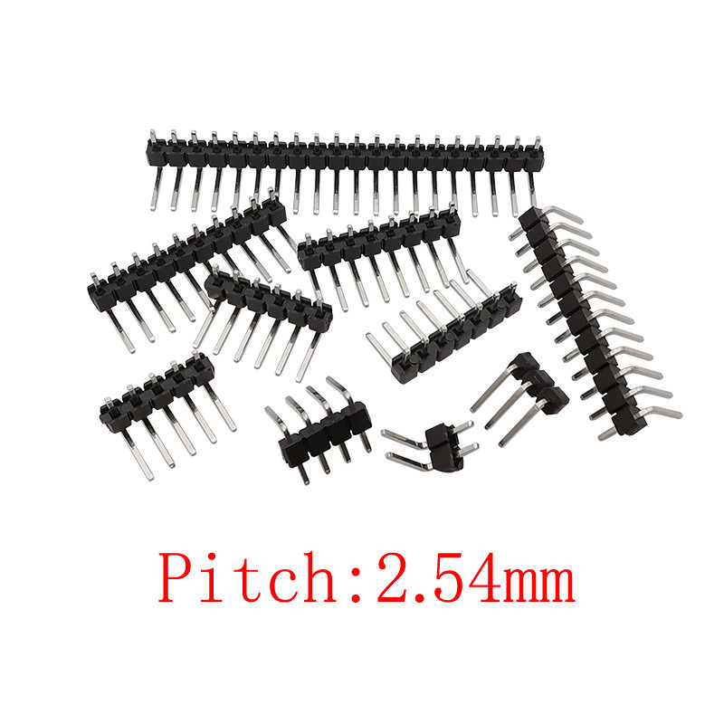20Pcs Single Row Male Pin Header Connector Right Angle 2.54mm Pitch 2/3 ...