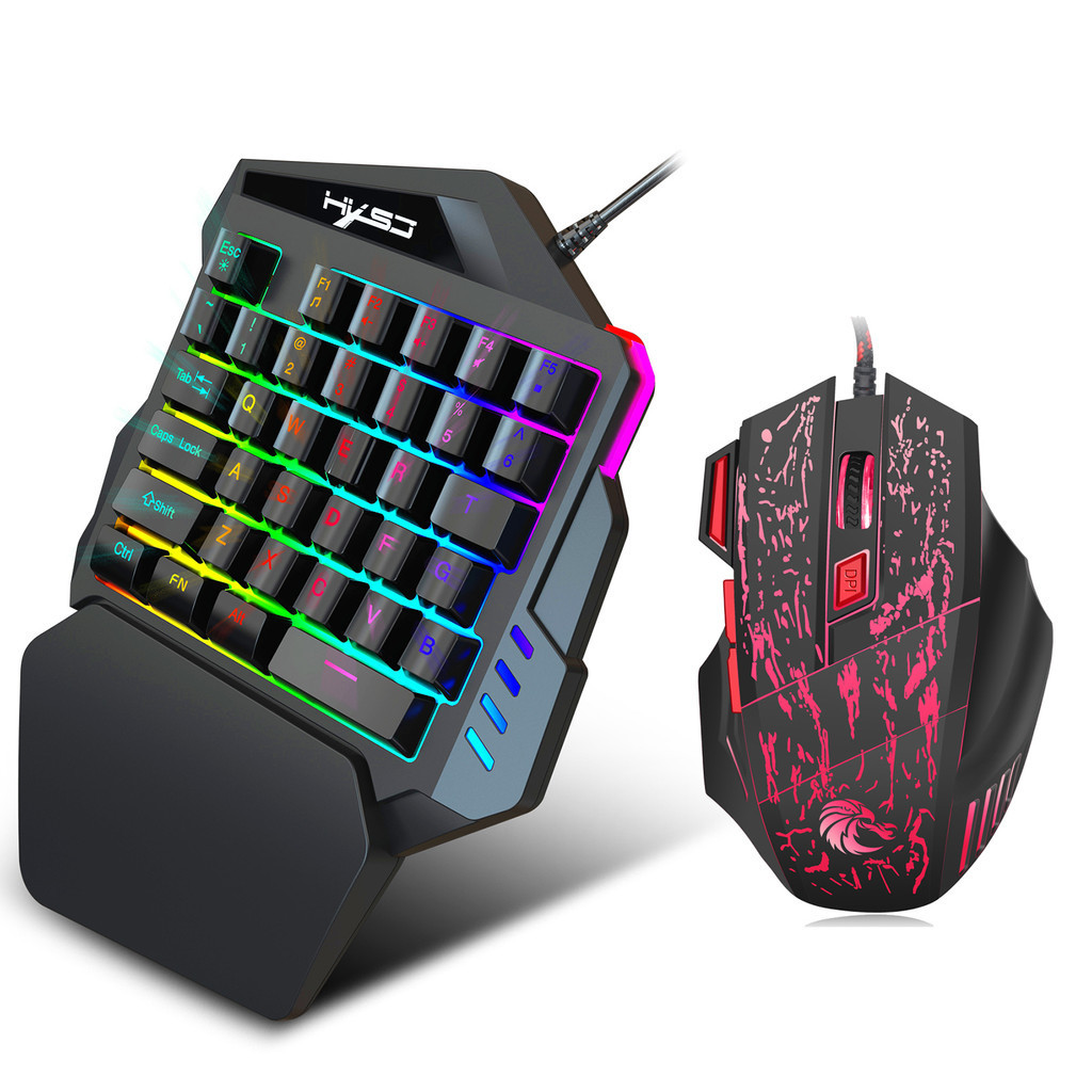 HXSJ J50 Ergonomic Keyboard Mouse Combo Colorful Backlight One Handed ...