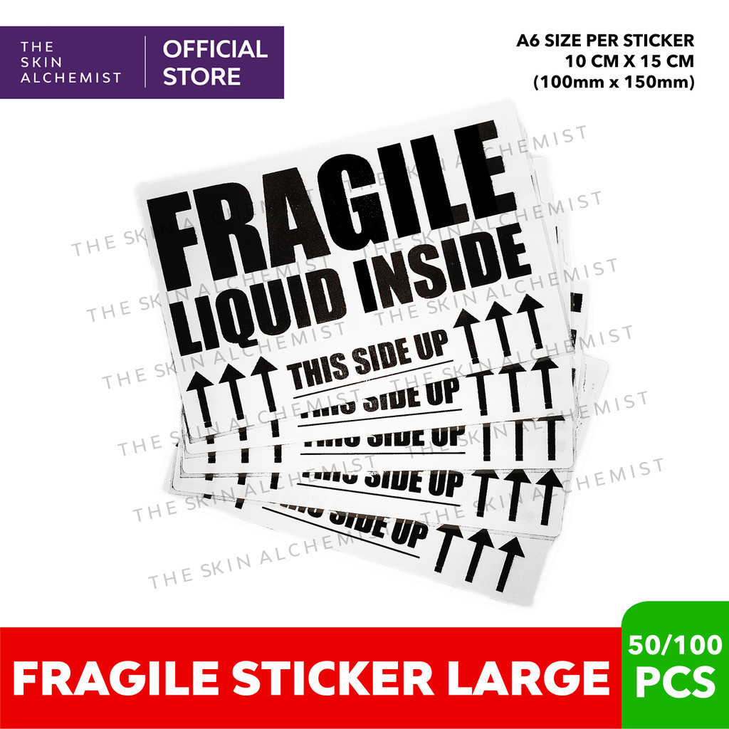 50-100 PCS FRAGILE STICKER for Liquid Bulky Parcel Thermal Waterproof ...