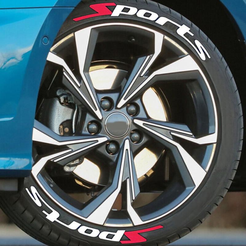 8x 3D Letters Rubber Sticker Set Tyre Accessories Tire Wheel Sticker ...