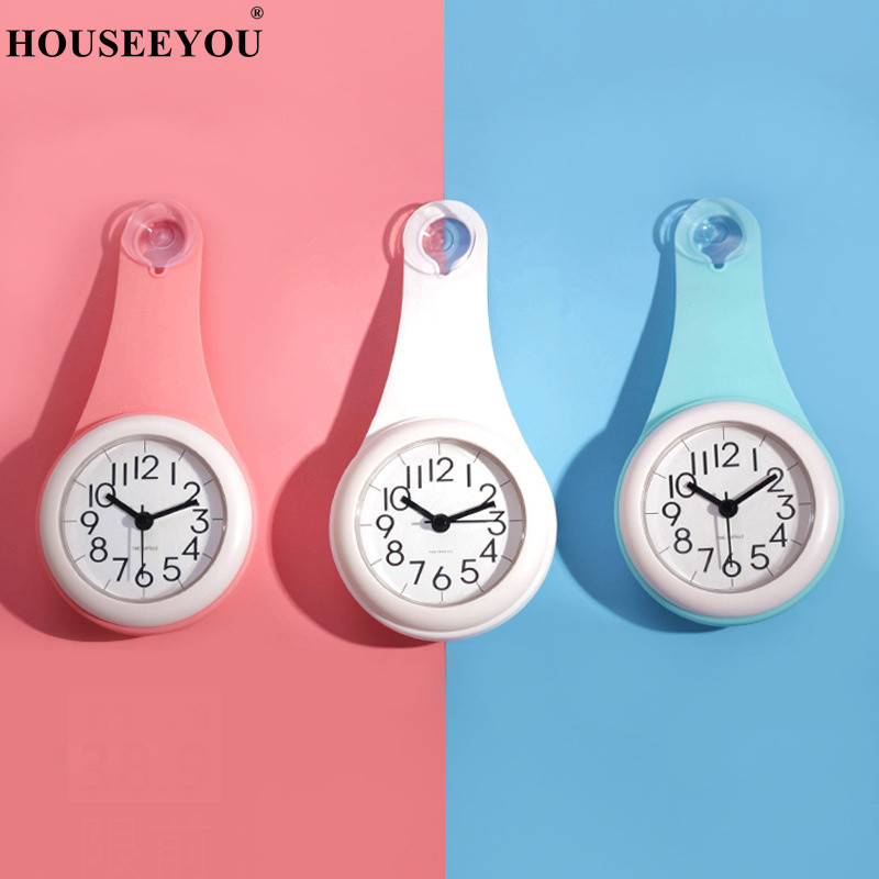 ♠waterproof Mute Mini Wall Clock Creative Home Kitchen Bathroom With