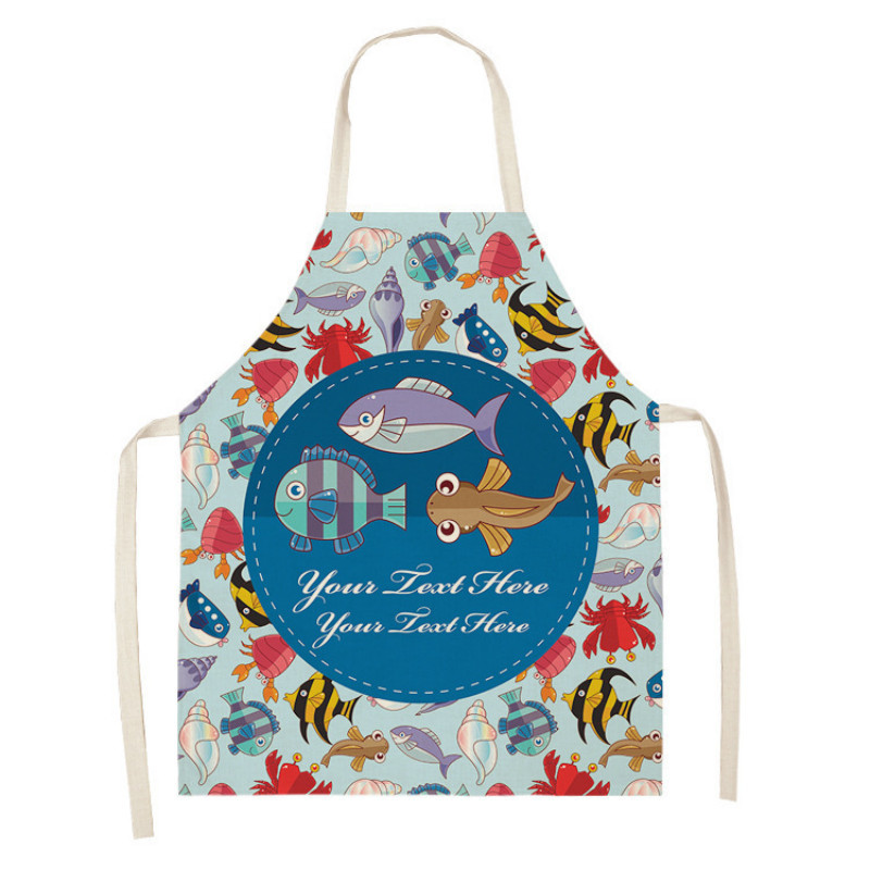 ☂Cartoon Marine Animal Fish Pattern Linen Hand Wipe Sleeveless Waist ...