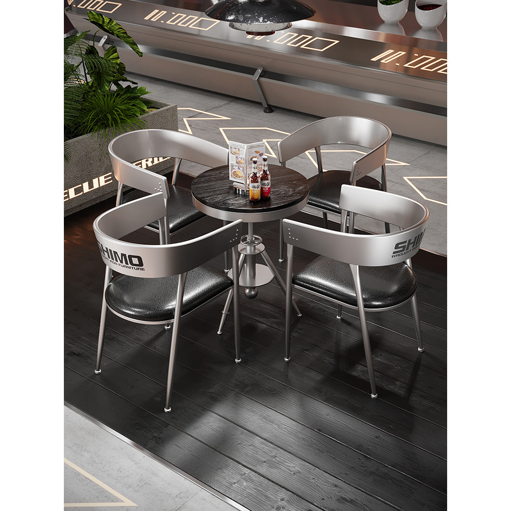 Industrial wind table and chair combination coffee shop milk tea shop ...