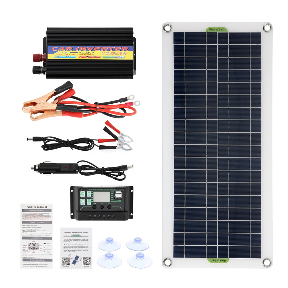 유Solar Panel Solar Power Generation Kit 220V 1000W Power Inverters ...