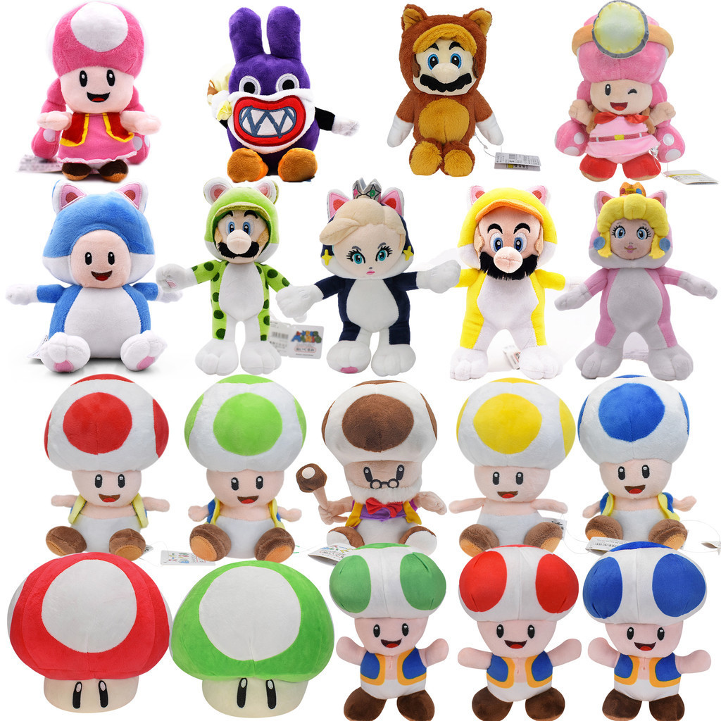 Toad Toadette Mushroom Mario Bros Plush Toys Luigi Cat Rosalina ...
