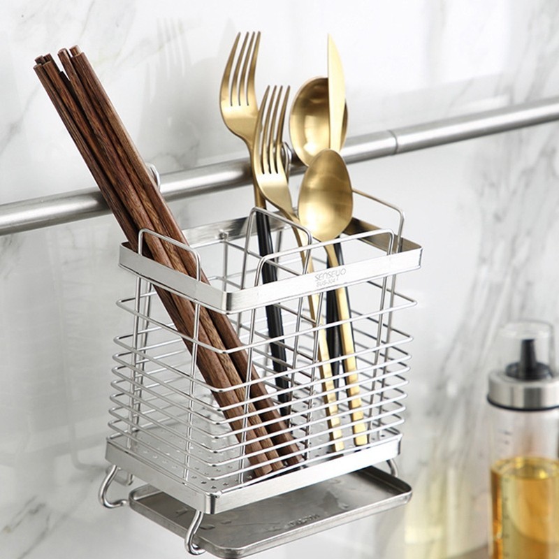 ☢Stainless Steel Rectangular Utensil Rack Forks Flatware Chopsticks ...