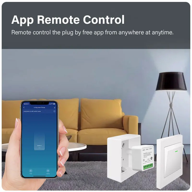 ★AUBESS 16A Tuya WiFi Mini DIY Smart Switch 2 Way Control Smart Home ...