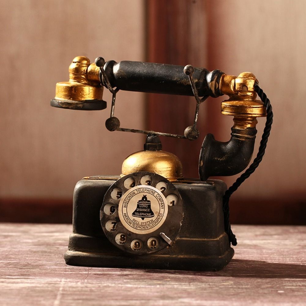 유Resin Rotary Telephone Crafts Creative Model Old-fashioned Telephone ...