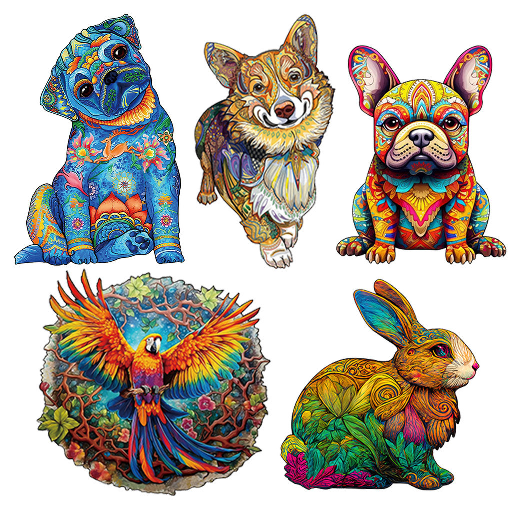 3D Animal Puzzle DIY Wooden Jigsaw Puzzles Forest Singer Parrot Kid ...