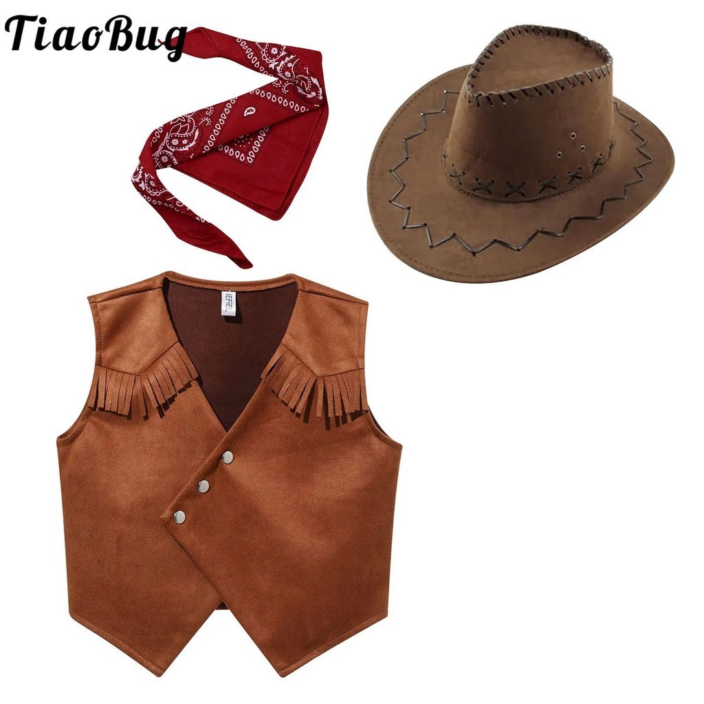 Western Cowboy Costume for Kids Halloween Cosplay Cowboy Cowgirl Dress ...