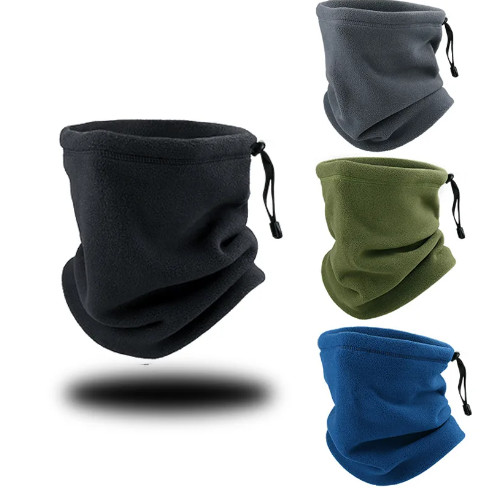 Drawstring Fleece Neck Scarf Winter Warm Windproof Tube Scarves Men And ...