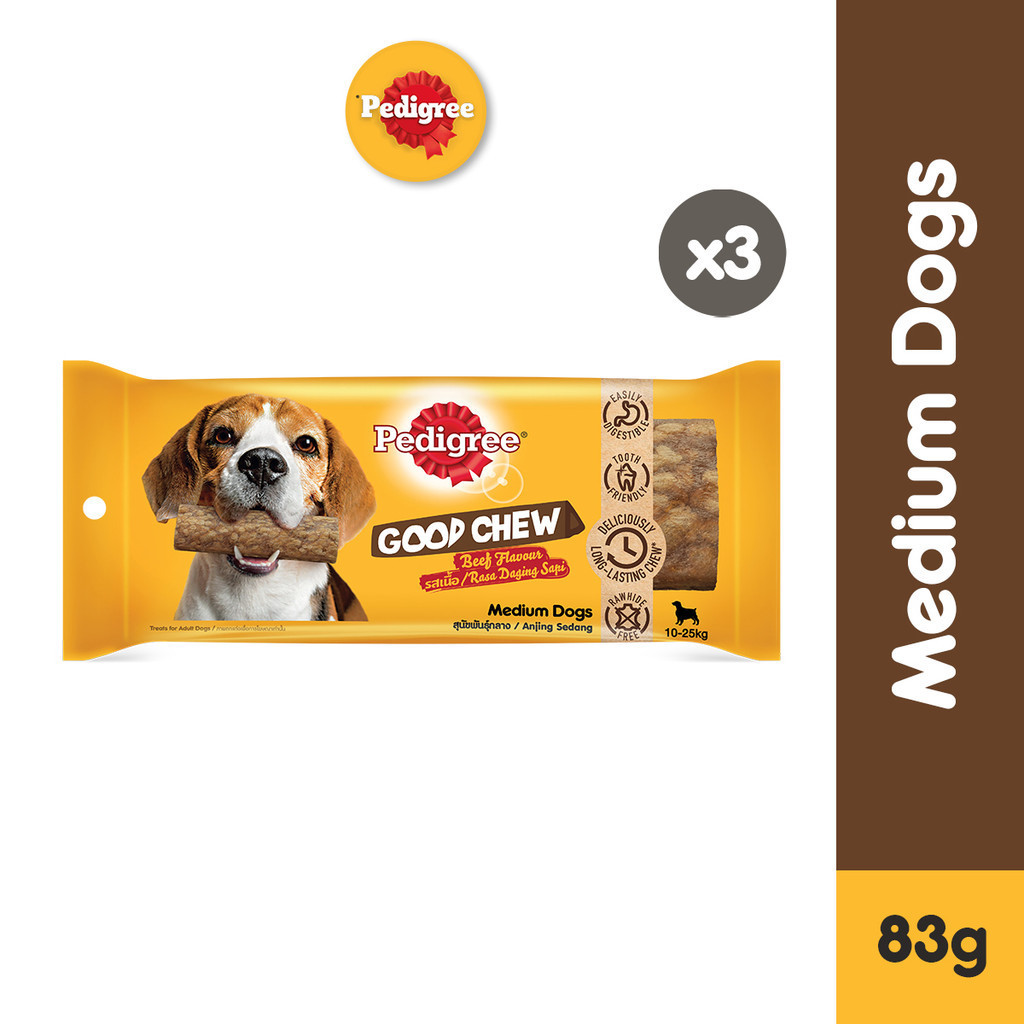 PEDIGREE Good Chew Dog Treats for Medium Dogs in Beef Flavor 83g (Pack ...