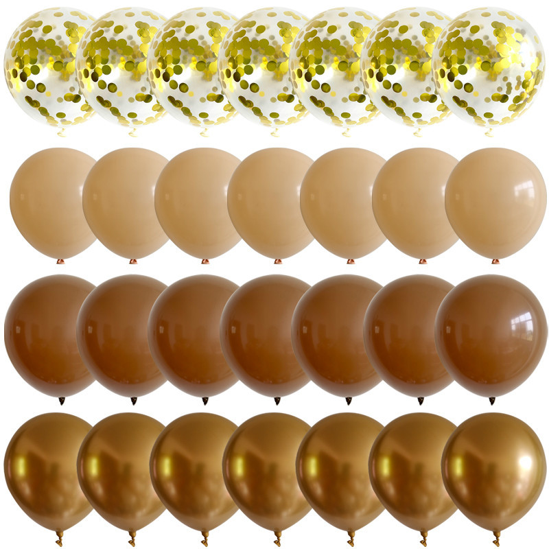 ⊹30pcs/lot 10inch Retro Coffee Brown Balloons Gold Confetti Latex ...