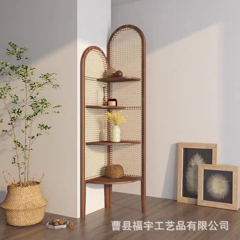 웃Japanese style solid wood rattan corner cabinet, small unit living ...