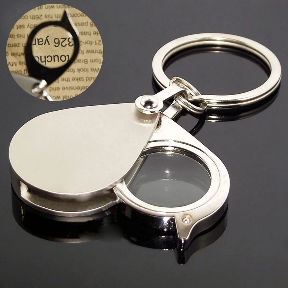 ☯15X Portable Folding Key Ring Mini Magnifier Key Chain Magnifying ...