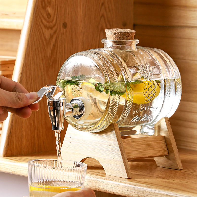 1L Glass Whiskey Barrel Wine Barrel Chopp Growler Beer Bottle Fruit ...