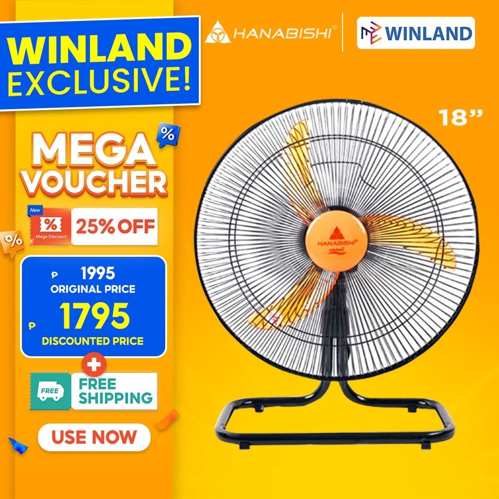 Hanabishi by Winland Electric Fan Ground Fan Desk Fan 18"Blade Low Noise Windmill 18GF | Shopee ...