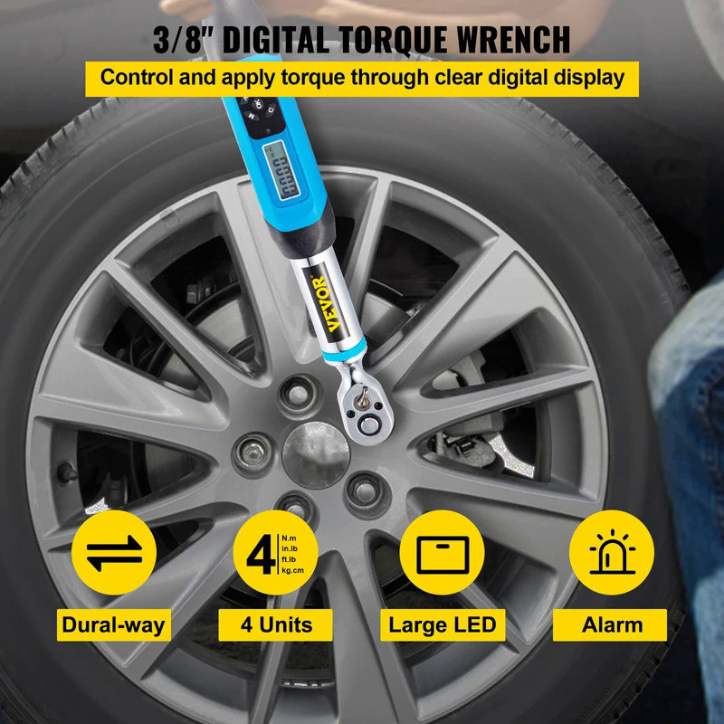 New Listing VEVOR Digital Torque Wrench 3/8in Bidirectional Ratchet Head Professional Adjustable ...