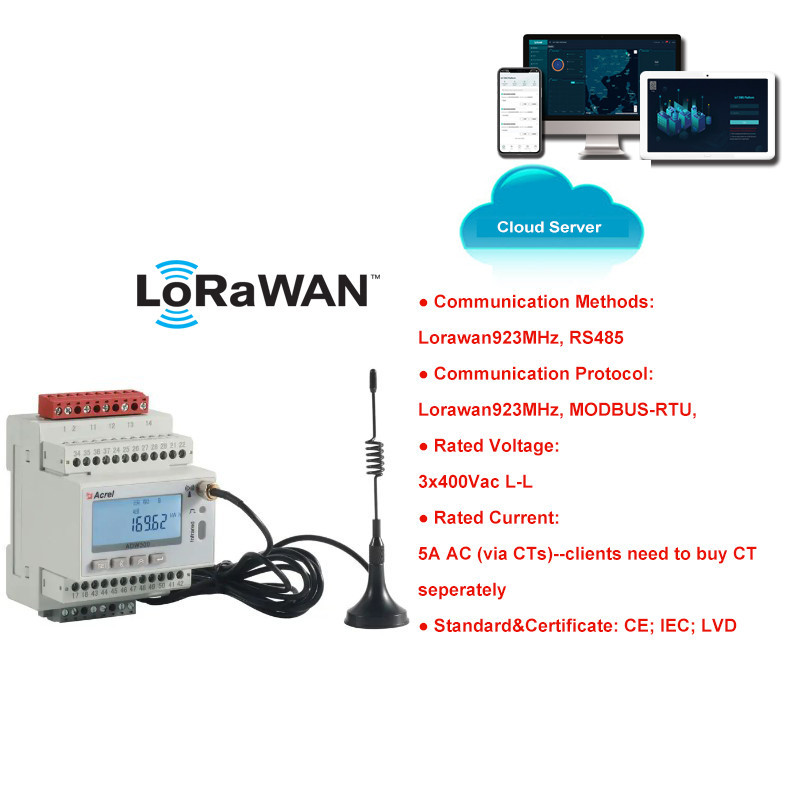 유3 Phase Energy Monitoring LoRawan Connect Smart Power Kwh Meter For Iot Cloud Platform Zb ...