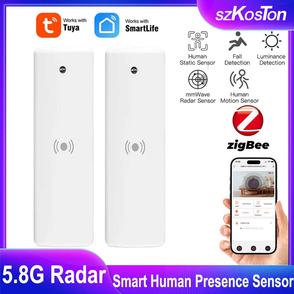 ♞Tuya Zigbee 3.0 Human Presence Sensor Wifi 5.8G MmWave Radar Detector Smart Home Motion Sensor ...