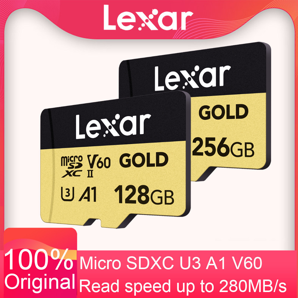 Lexar Professional GOLD 128GB 256GB microSDXC Card UHS-II C10 U3 V60 A1 4K UHD video Memory Car ...