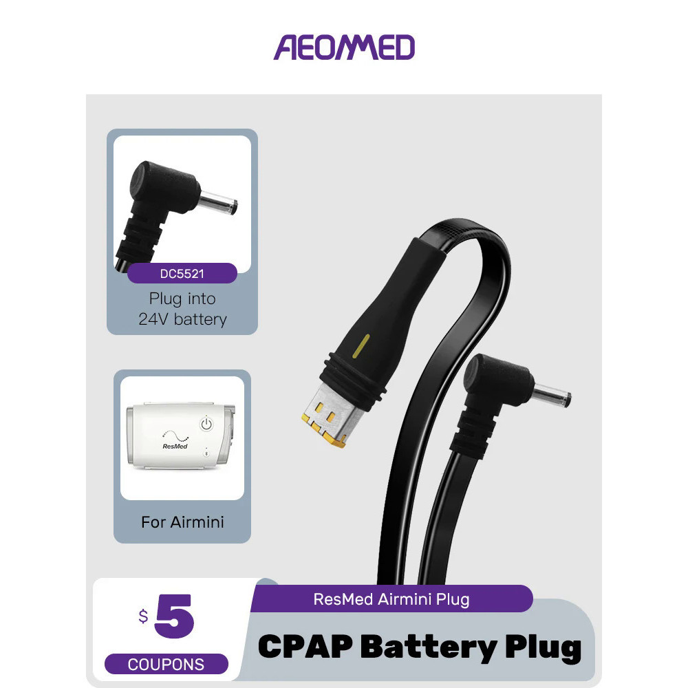 CPAP Machine Cord Cable DC5521 Plug Supply For ResMed AirMini Machine ...