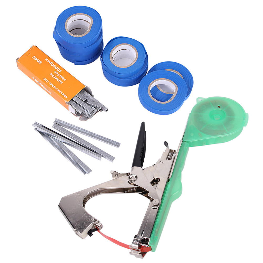 ☈Plant Tape Tool Tapener with 10 Roll Tapes +1 Box Staples Plant Tying ...