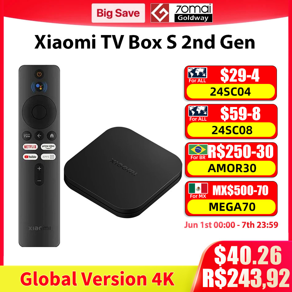 ☑New Xiaomi Mi TV Box S 2nd Gen Global Version EU 8G 2G 4K Ultra-HD Quad-core Processor Dolby V ...