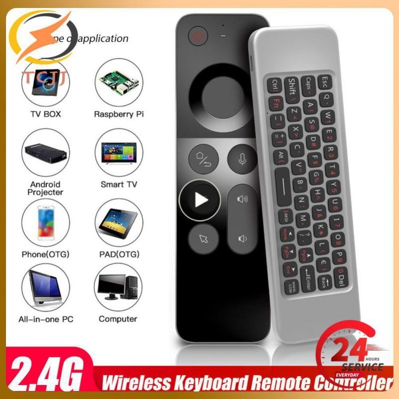 ☁Wireless Voice input Remote Controller Mini Keyboard Air Mouse 2.4G ...