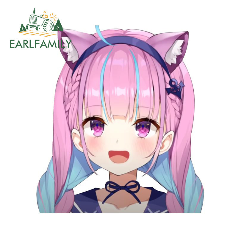 ★EARLFAMILY 13cm x 11.8cm Minato Aqua Neko Peeking Car Sticker JDM ...