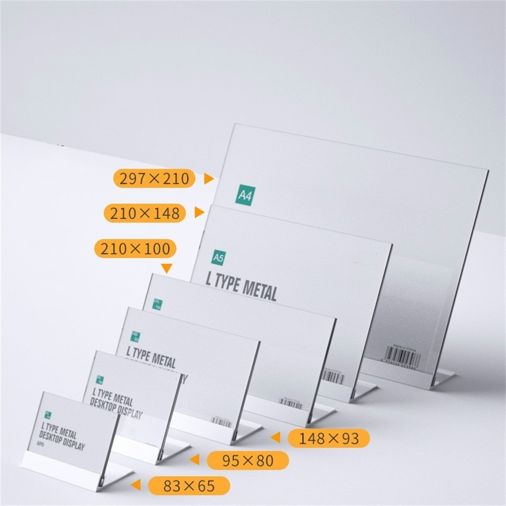 L-shape Acrylic Restaurant Menu Price Tag Display Holder Black Silver ...