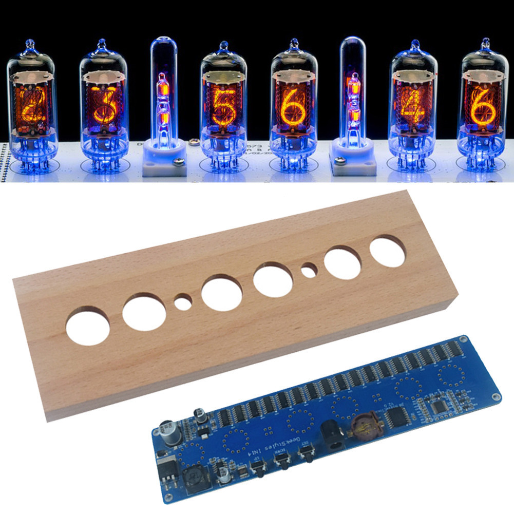 IN14 Glow Tube Clock Assembly Kit Beech Wood Shell IN14 Nixie Tube ...