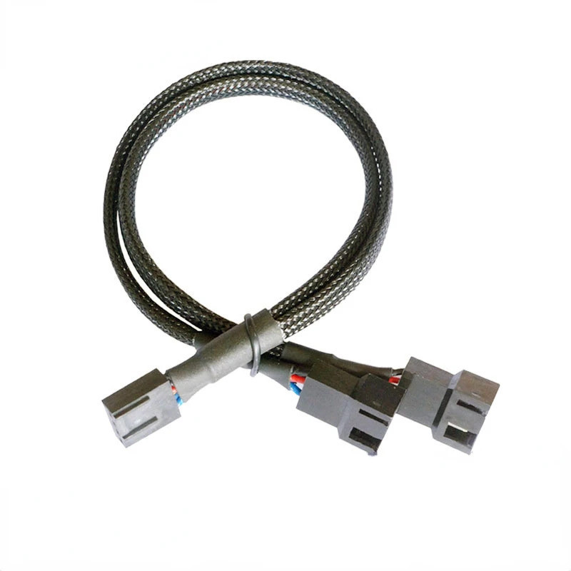 PWM 4pin Fan Sleeved Extension Splier Hub Cable Motherboard CPU 1 To 2 ...