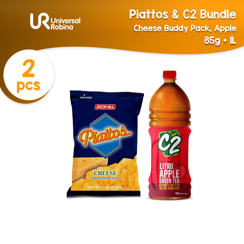 1 x Piattos Cheese Flavored Potato Crisps 85g and 1 x C2 Apple 1L ...