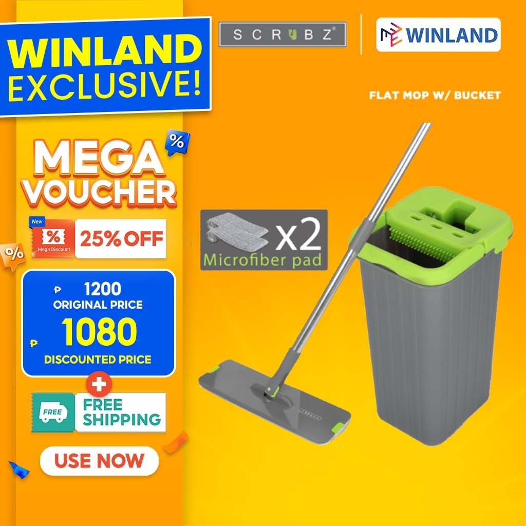 Scrubz by Winland Heavy Duty Cleaning Easy Grip Microfiber 360ᴼ Flat ...