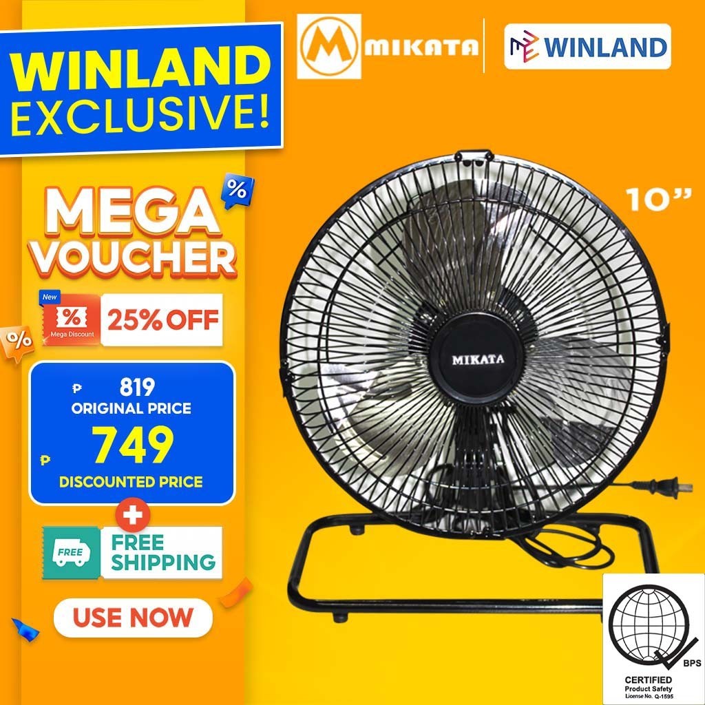 Mikata by Winland 10 Inches Ground Fan / Electric Fan 230V/50W (3-Metal ...