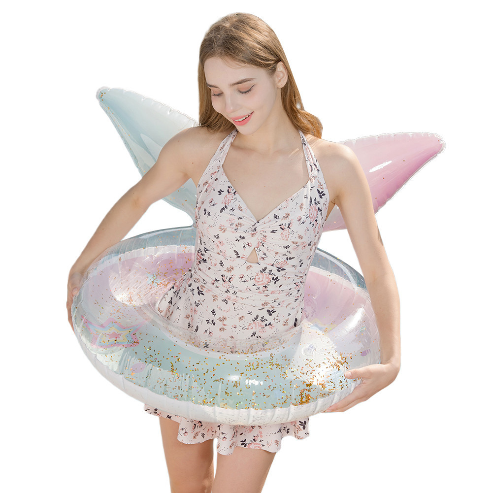 Summer Mermaid Tail Confetti Sequin Inflatable Pool Float Swim Ring ...