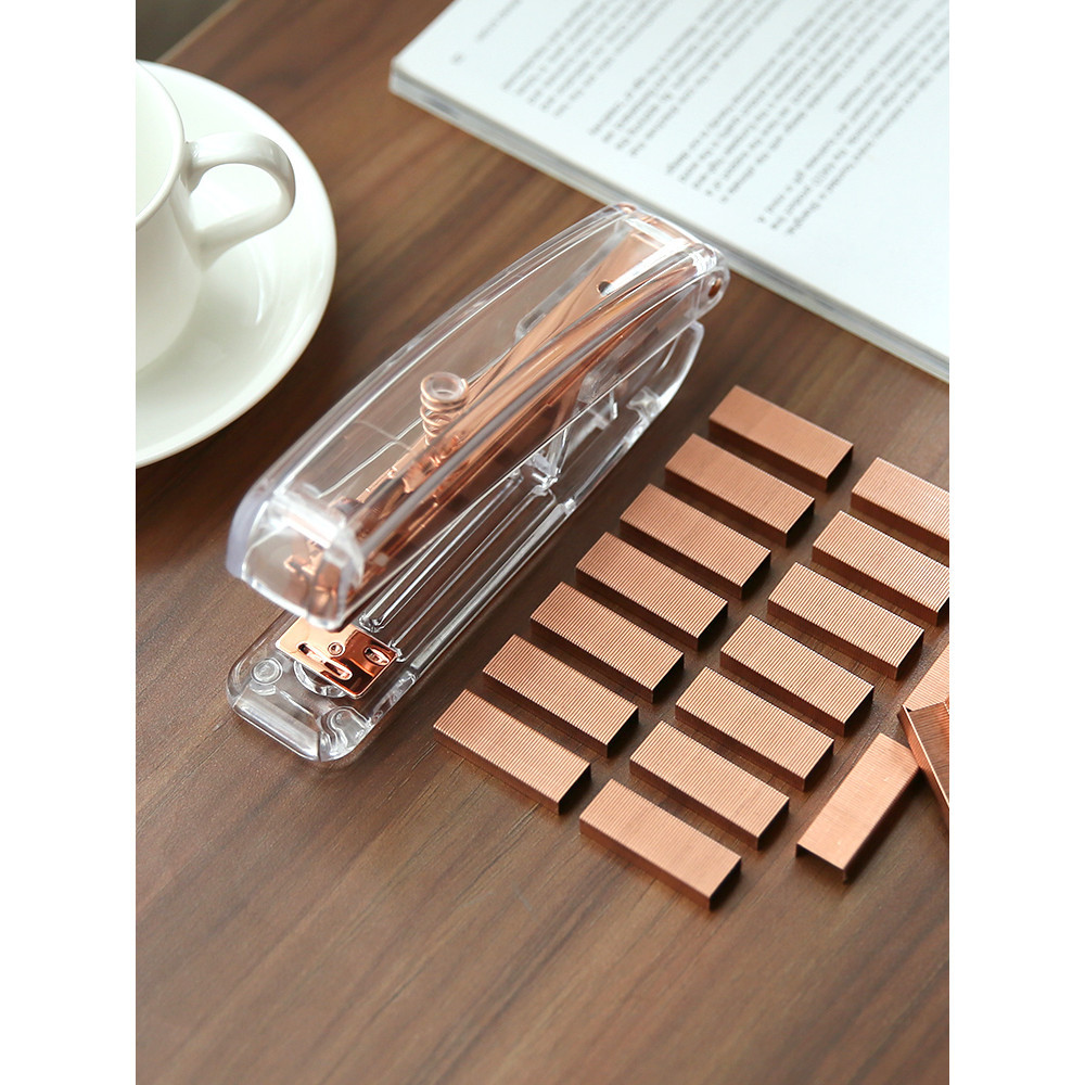 Acrylic Transparent Stapler Rose Gold Color Crystal INS Design 24/6 ...