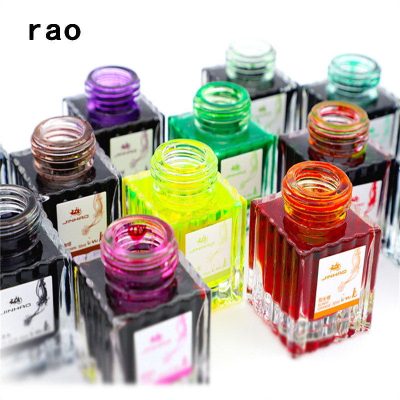 High quality Jinhao 30ml Various colors Glass bottled ink fountain Pen ...