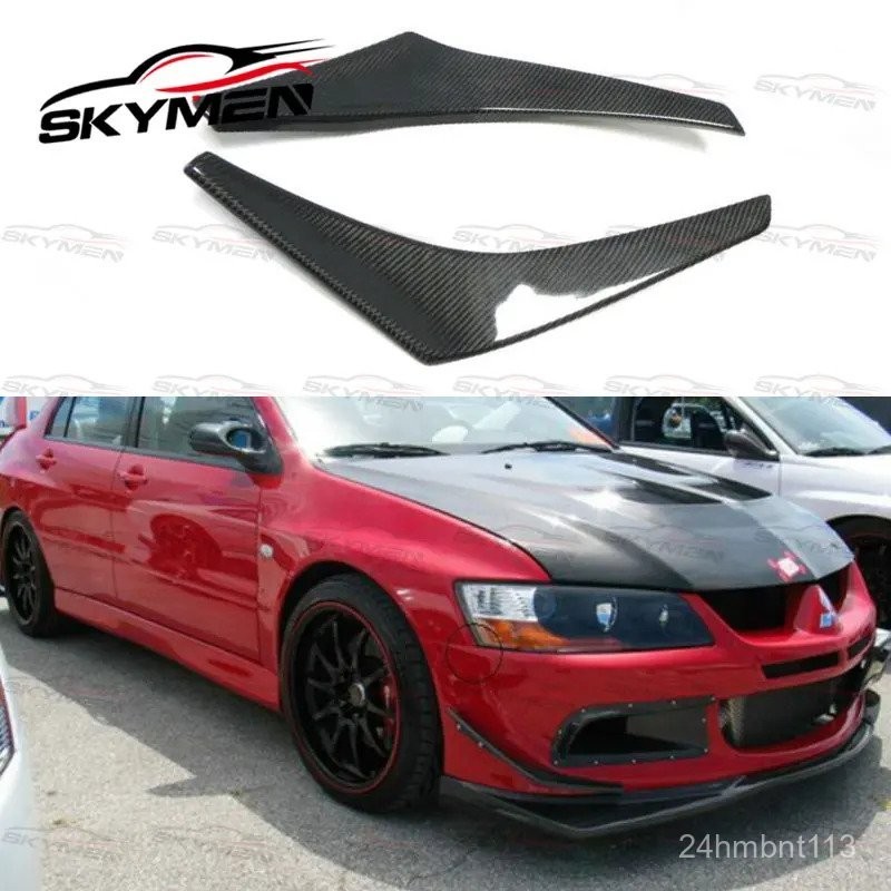 For Evolution 8 Carbon Front Bumper Canard VRS Style Glossy Fiber EVO ...